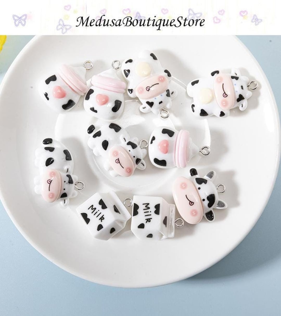 10pcs Cow Charms, Cute Cow Charms Pendant, DIY Bracelet Necklace ...