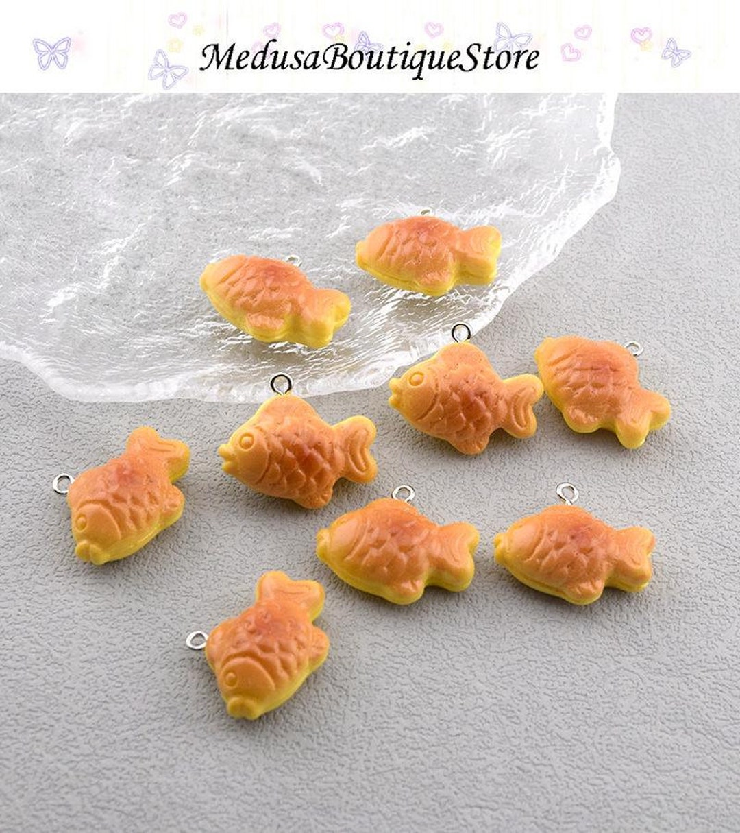 5pcs Simulation Cartoon Fish Cake Resin Charm, Fish Charms Pendant, DIY ...