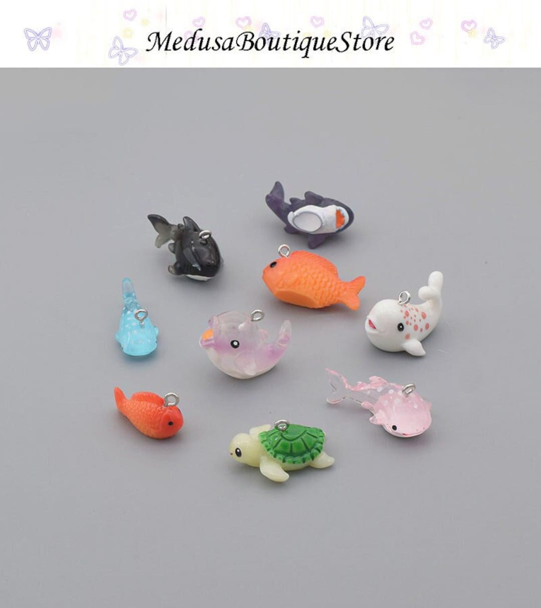5pcs Resin Marine Animal Charms, Fish, Shark, Whale Pendant, DIY ...