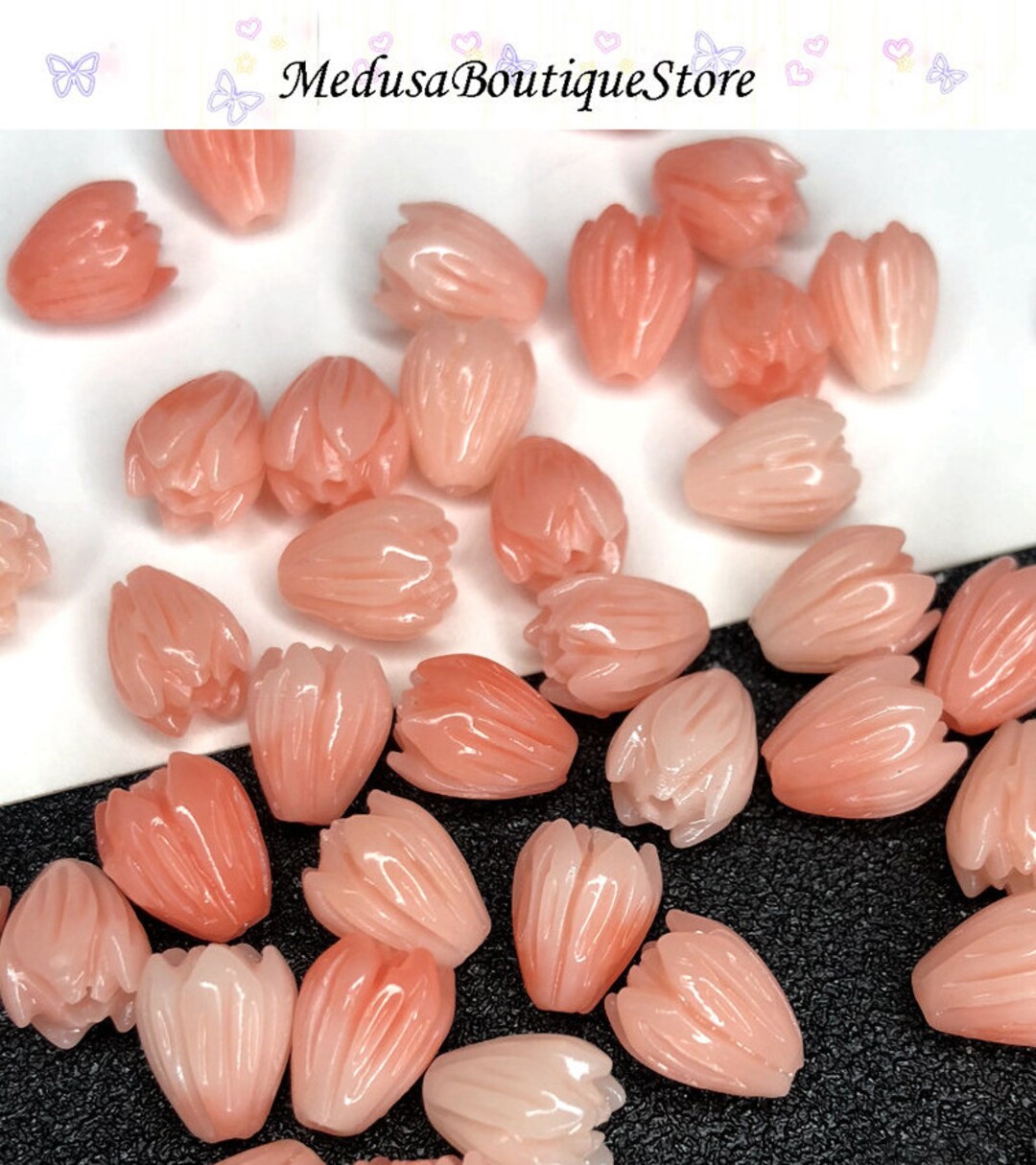 10pcs Tulips Flower Shell Beads, Tulip Bead Charm, Flower Charms, DIY ...