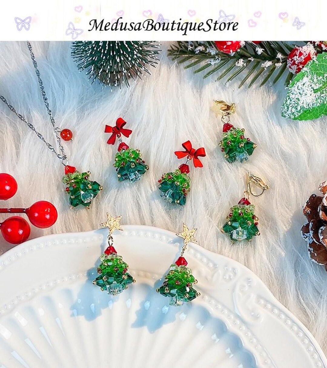 5pcs Christmas Tree Charms, Christmas Pendant, DIY Bracelet Necklace ...