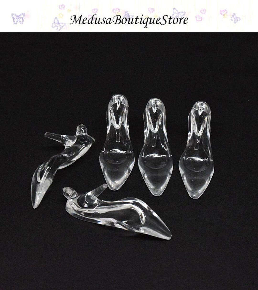 5pcs Glass Slipper Charms, High-heeled Shoes Pendant, Acrylic Charms ...
