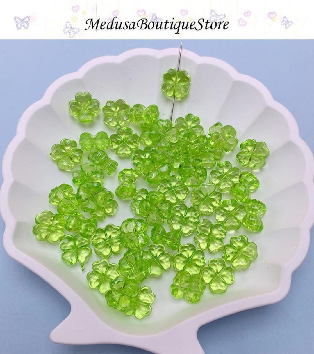 50pcs Green Acrylic Clover Beads, DIY Jewelry Craft (10mm) - Etsy