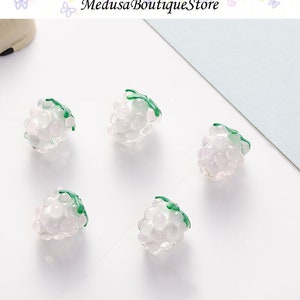5pcs Raspberry Glass Beads, Raspberry Beads, Fruit Charms, DIY Jewelry ...