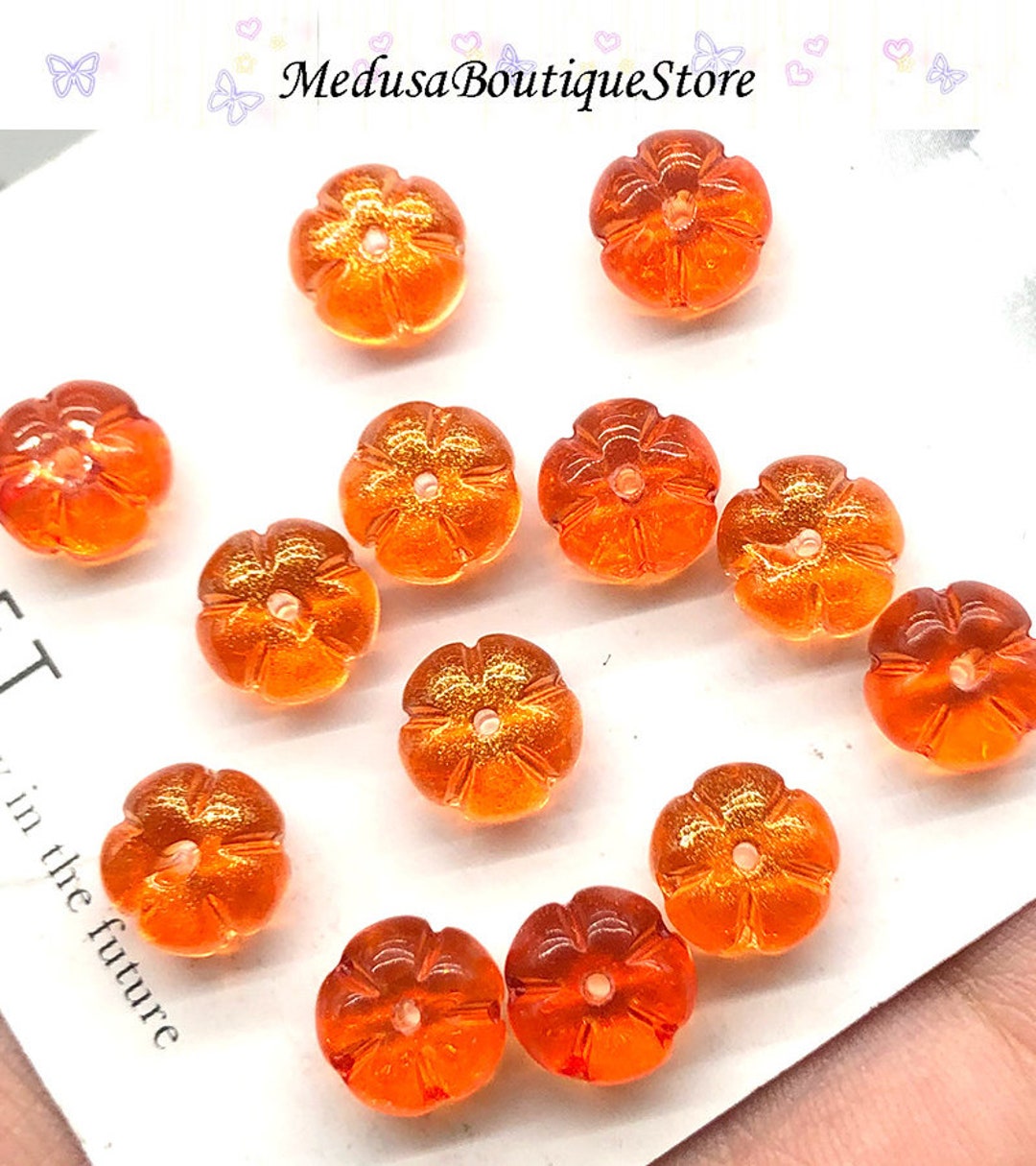 20pcs Pumpkin Glass Beads, Pumpkin Beads Pendant, Plant Beads, DIY Jewelry Accessories for ...