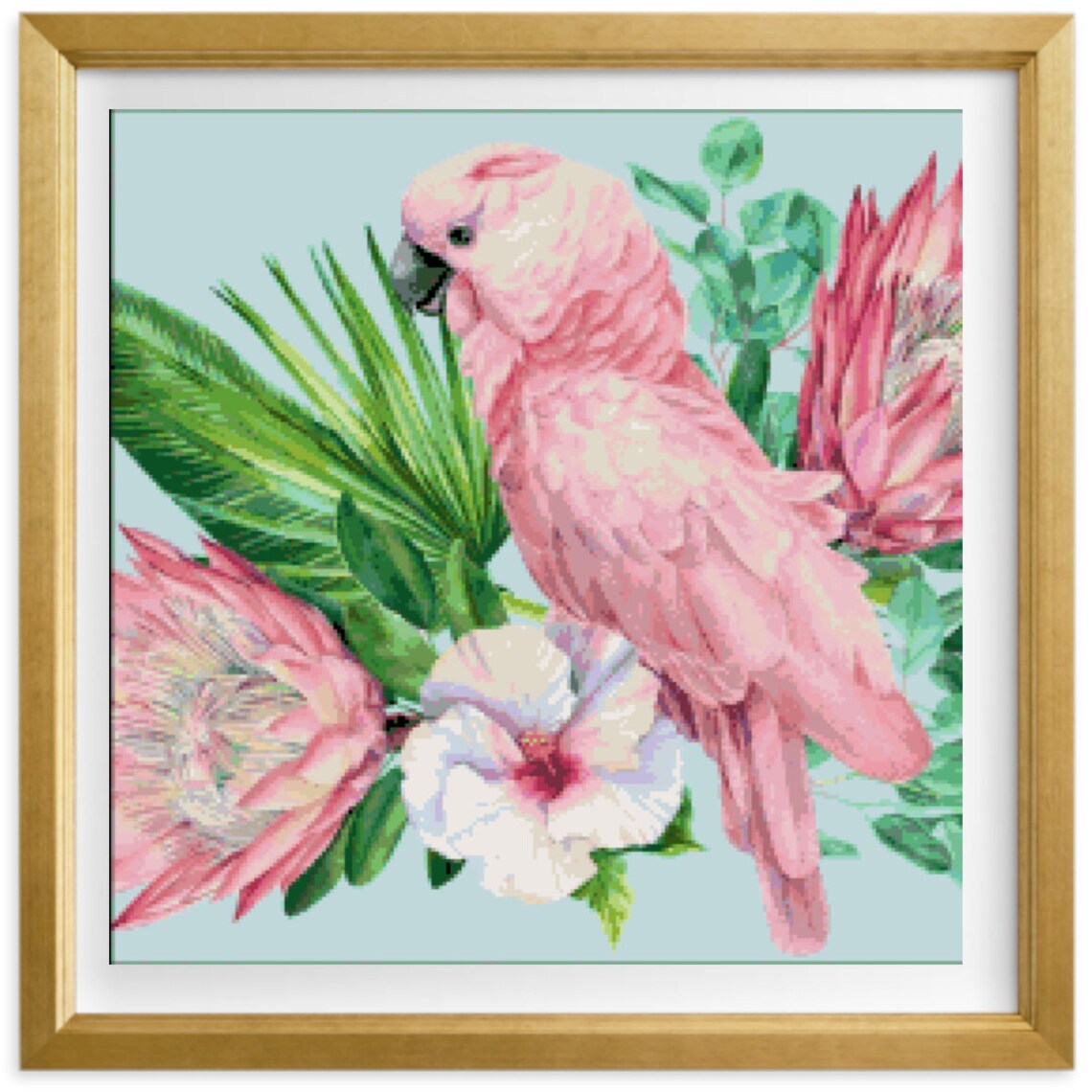 Pink Parrot Cross Stitch Pattern DMC PDF - Etsy