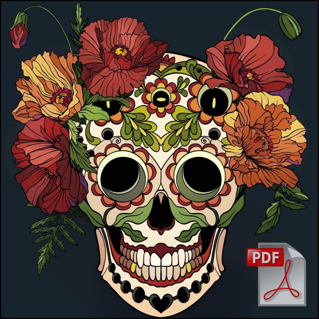 Catrina and Roses Cross Stitch Pattern DMC PDF - Etsy
