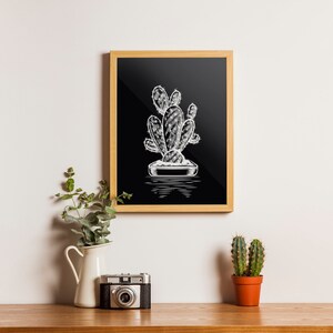 Cactus Art Print - Nature Printable Wall Art, White Background, Digital ...