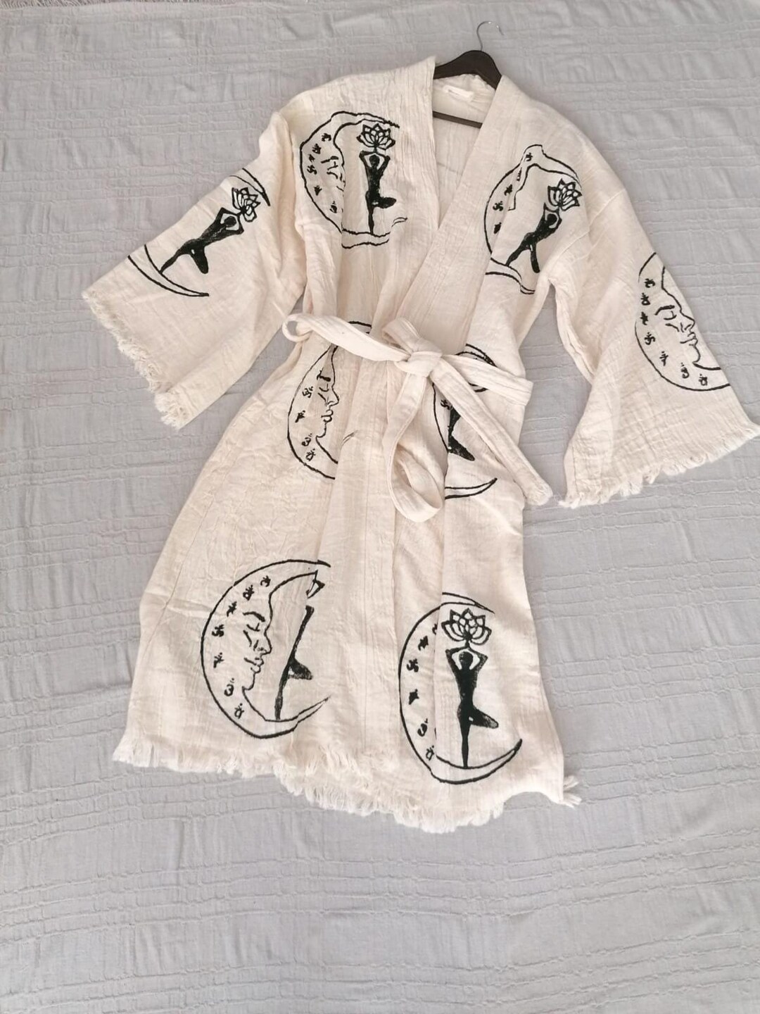 Muslin Kimono Robe - 100% Cotton Moon Yoga Robe & Towel, Handcrafted ...