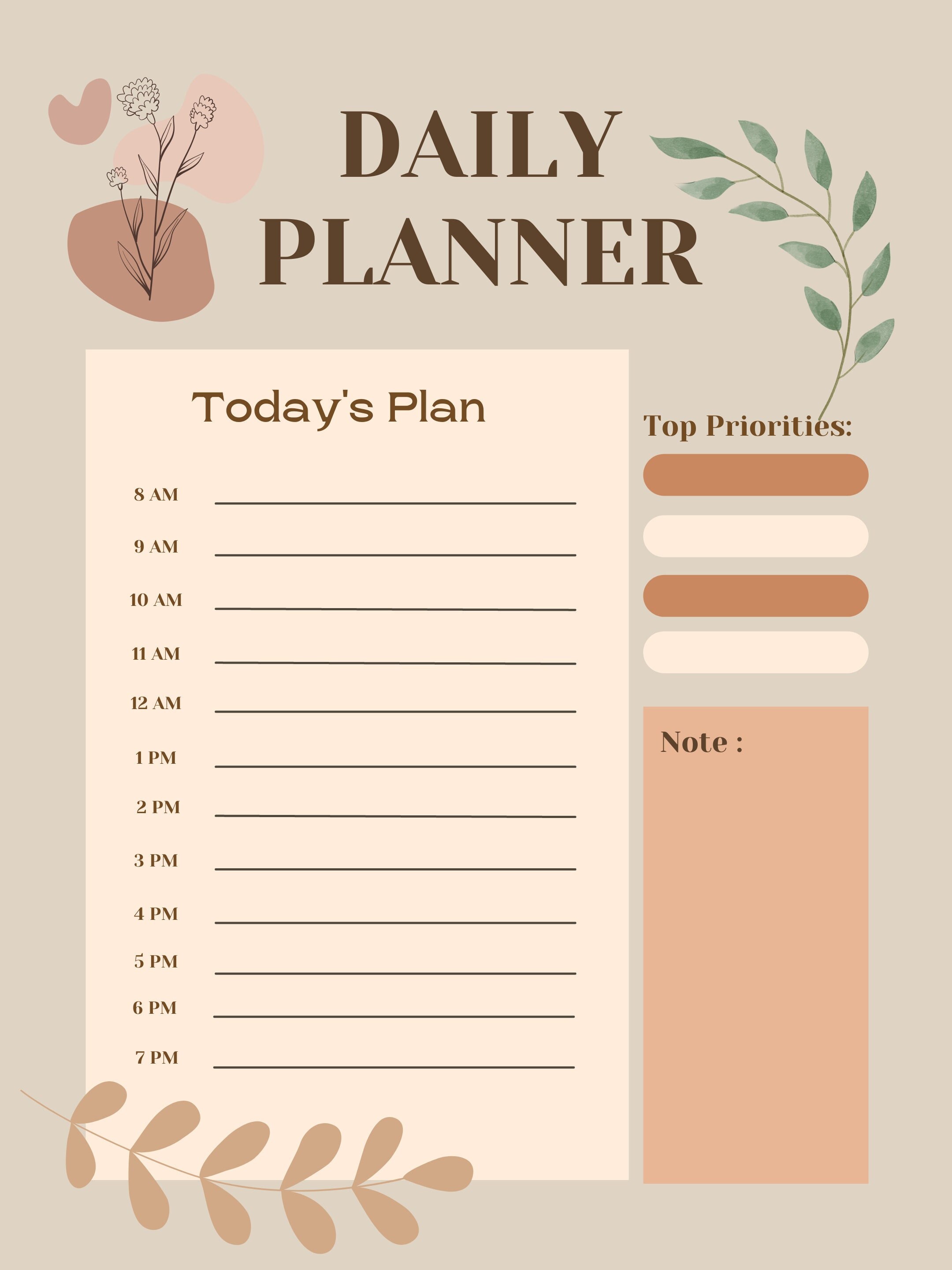 DAILY PLANNER Boho Theme Pdf Png Digital Printable Compatible With iPad ...