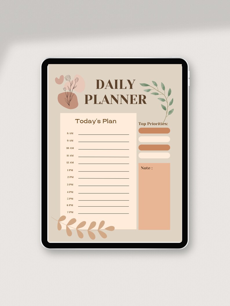 DAILY PLANNER Boho Theme Pdf Png Digital Printable Compatible With iPad ...