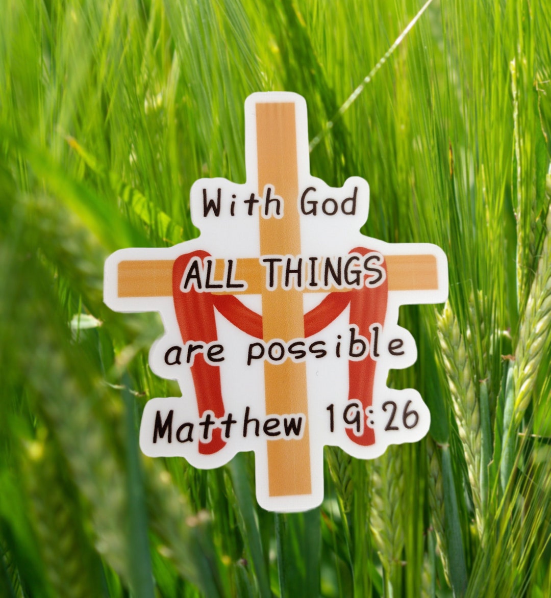 Matthew 19:26 • 3X3 Bible Verse Sticker • Decal • Waterproof and ...