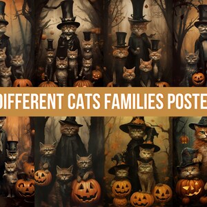 8 Witchy Halloween Black Cat Prints, Printable Spooky, Halloween Cat ...