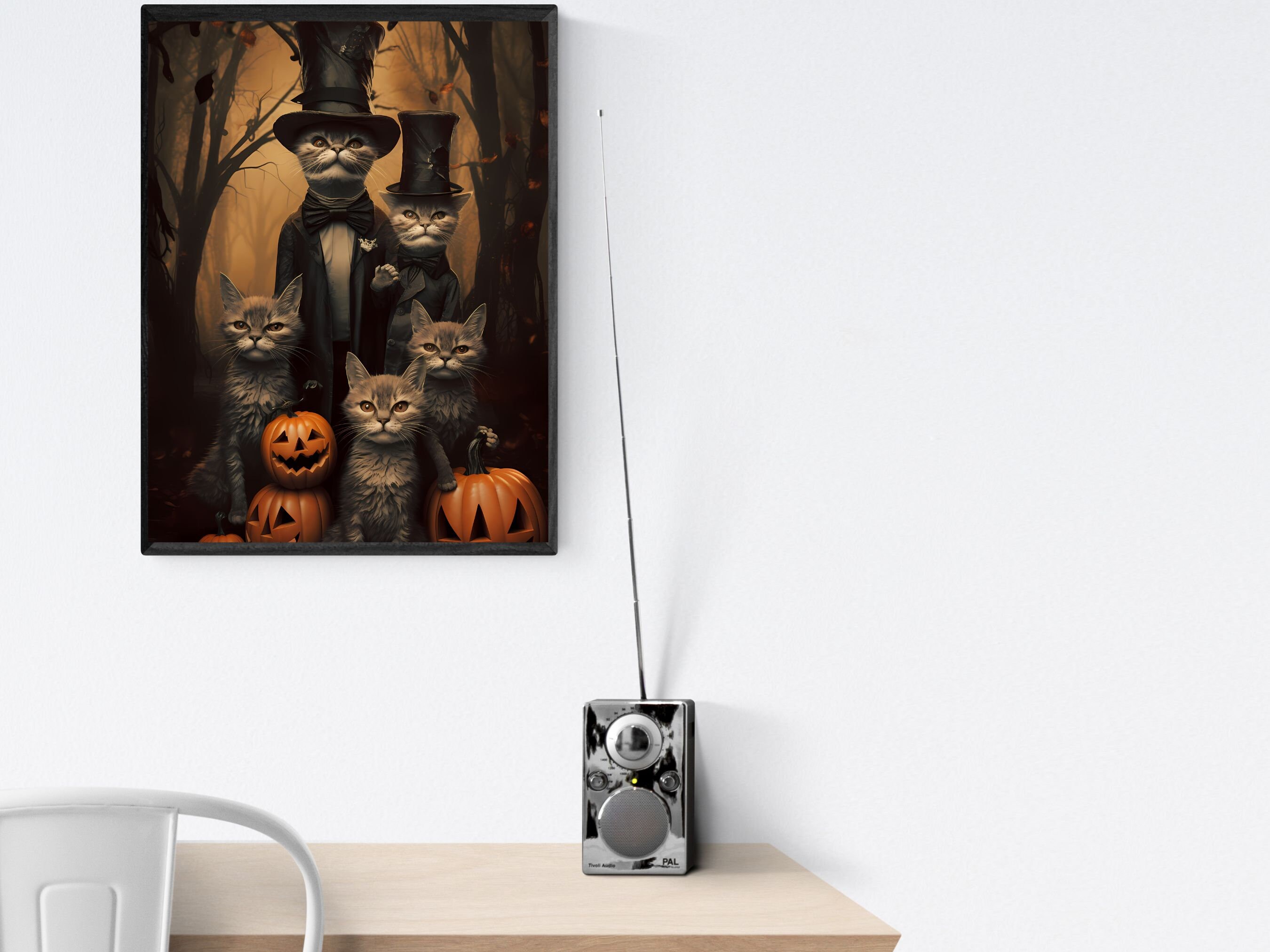 4 Black Cat Halloween Posters, Printable Spooky Cat Artwork, Halloween ...