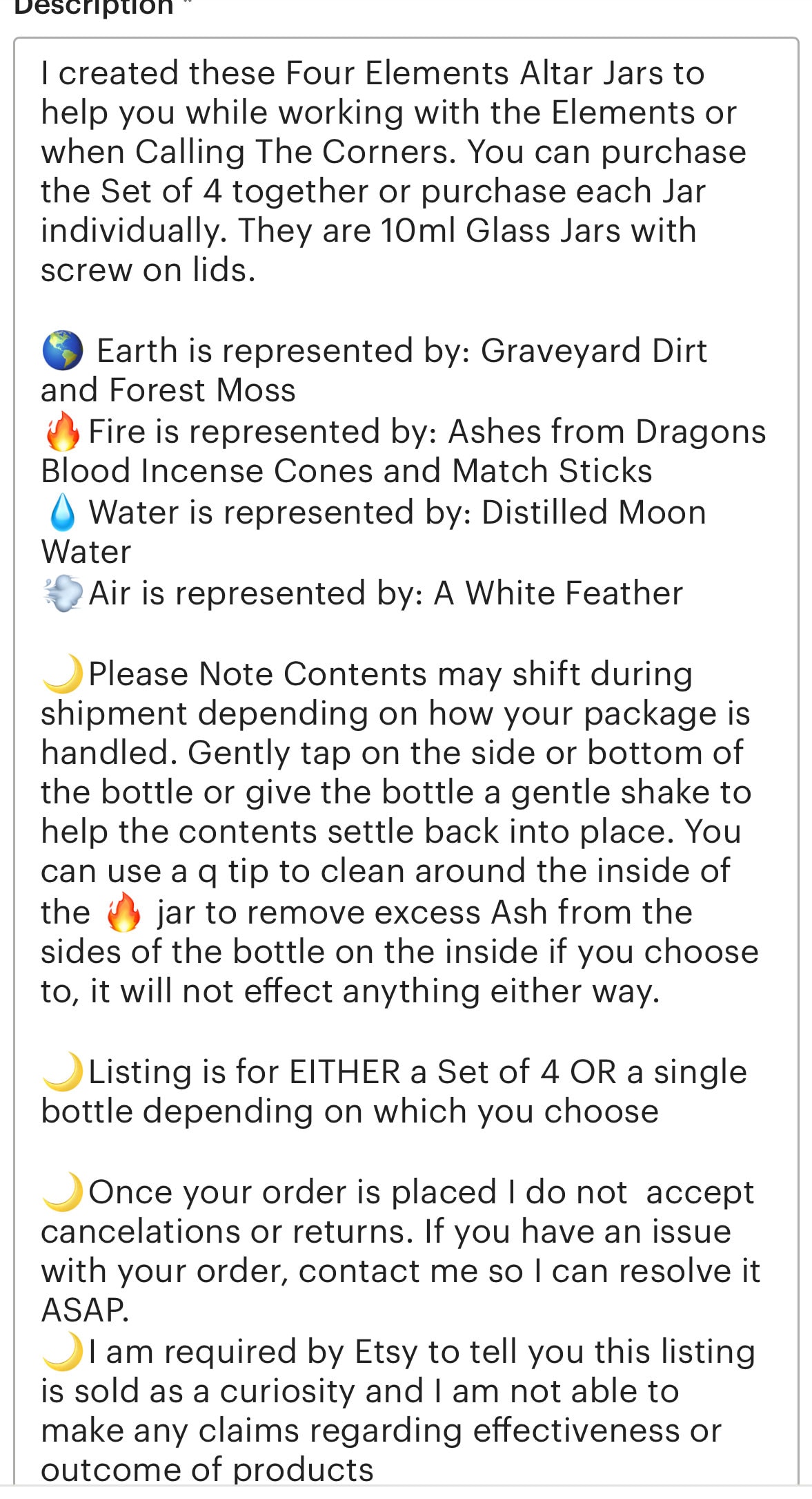 Four Elements Jars 4 Elements Altar Jars Work With the Elements Calling ...