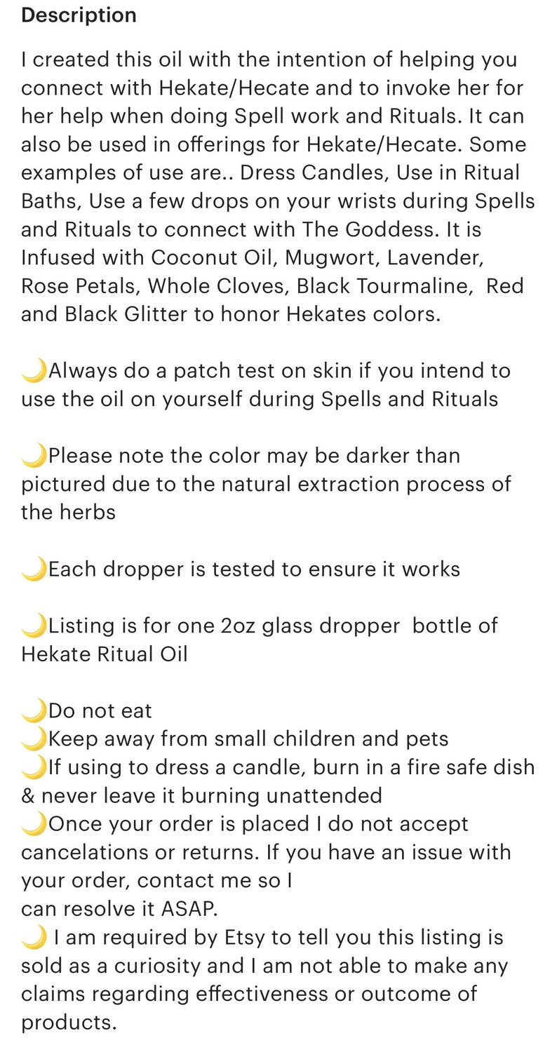 Hekate Ritual Oil for Invoking and Honoring Hekate Herb and Crystal ...