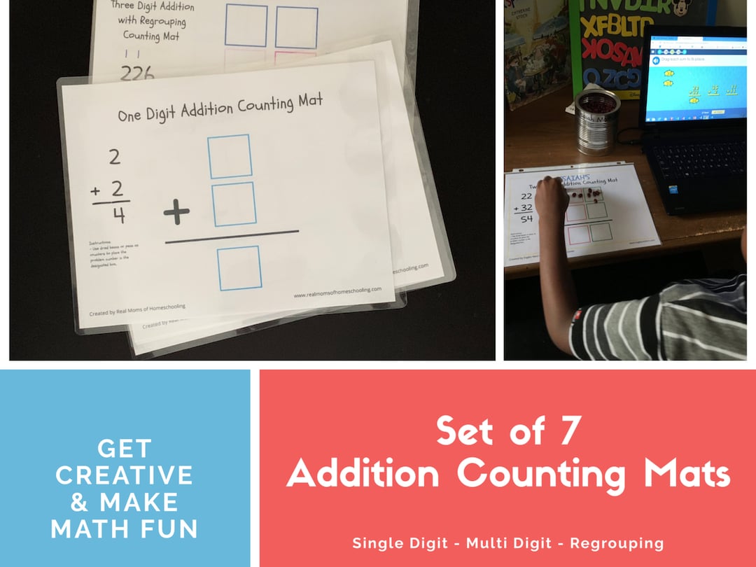 Homeschool Set of 7 Addition Counting Mats | INSTANT DOWNLOAD ...