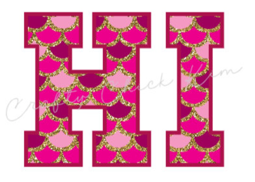 Pink Mermaid Scale Varsity Style Sport Letters and Numbers PNG Design ...