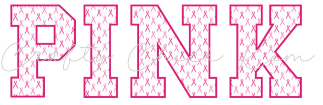 Pink Awareness Ribbon Varsity Style Sport Letters and Numbers PNG ...