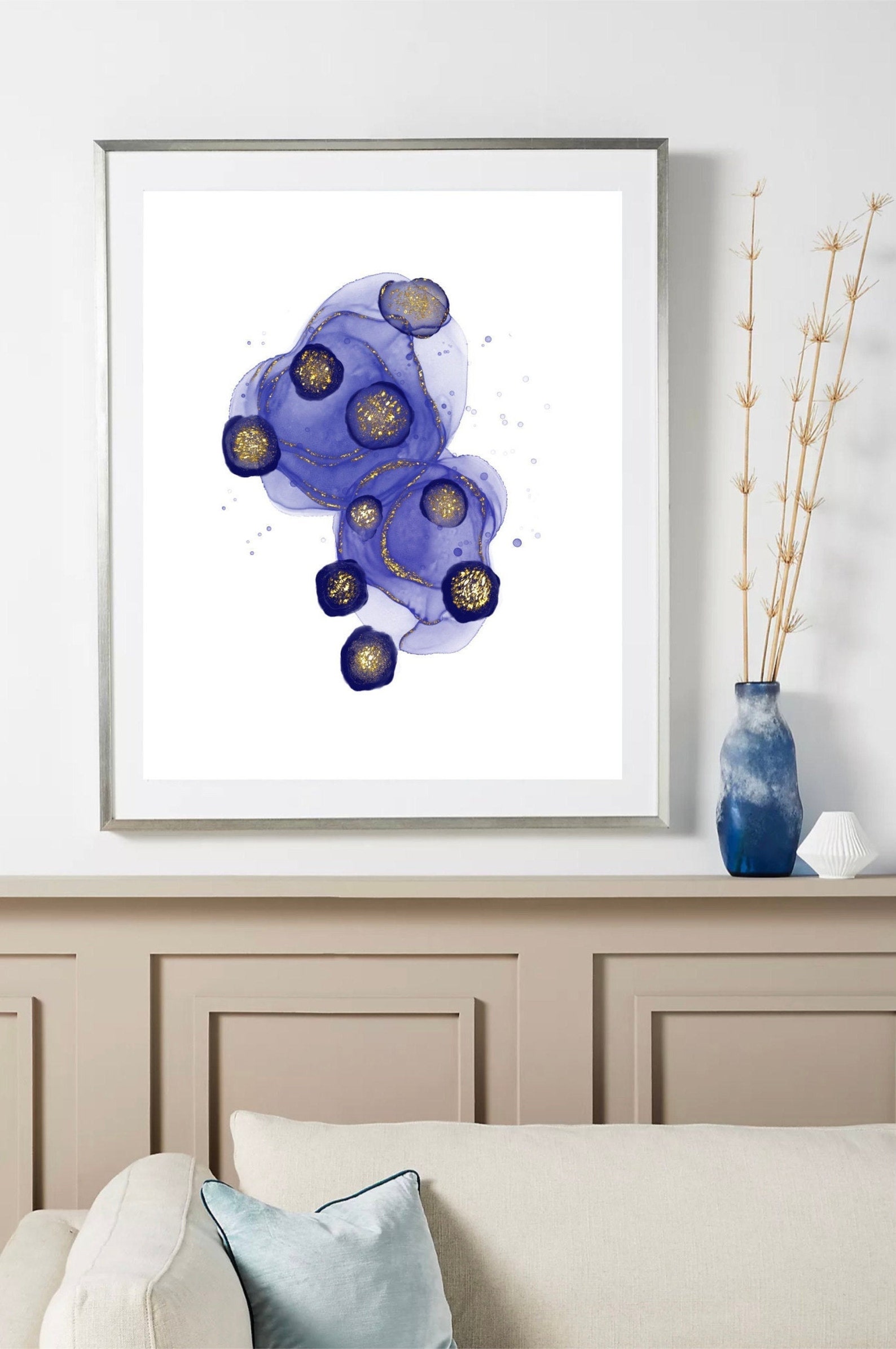 Blue Gold Dream Abstract Wall Art Printable Painting - Etsy