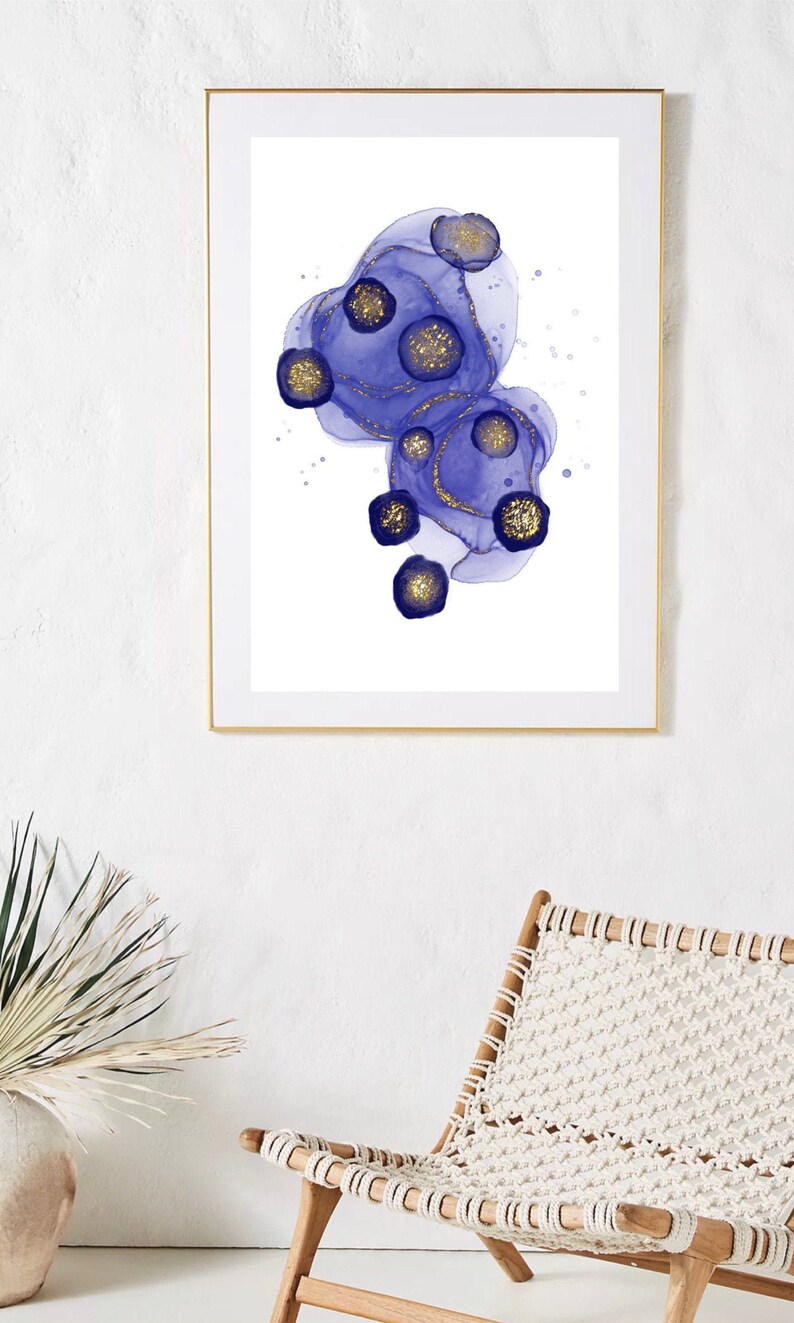 Blue Gold Dream Abstract Wall Art Printable Painting - Etsy