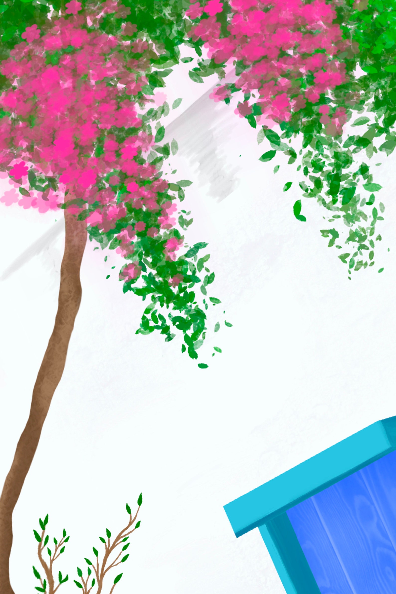 Traditional Greek House With Pink Flowers Original Printable - Etsy