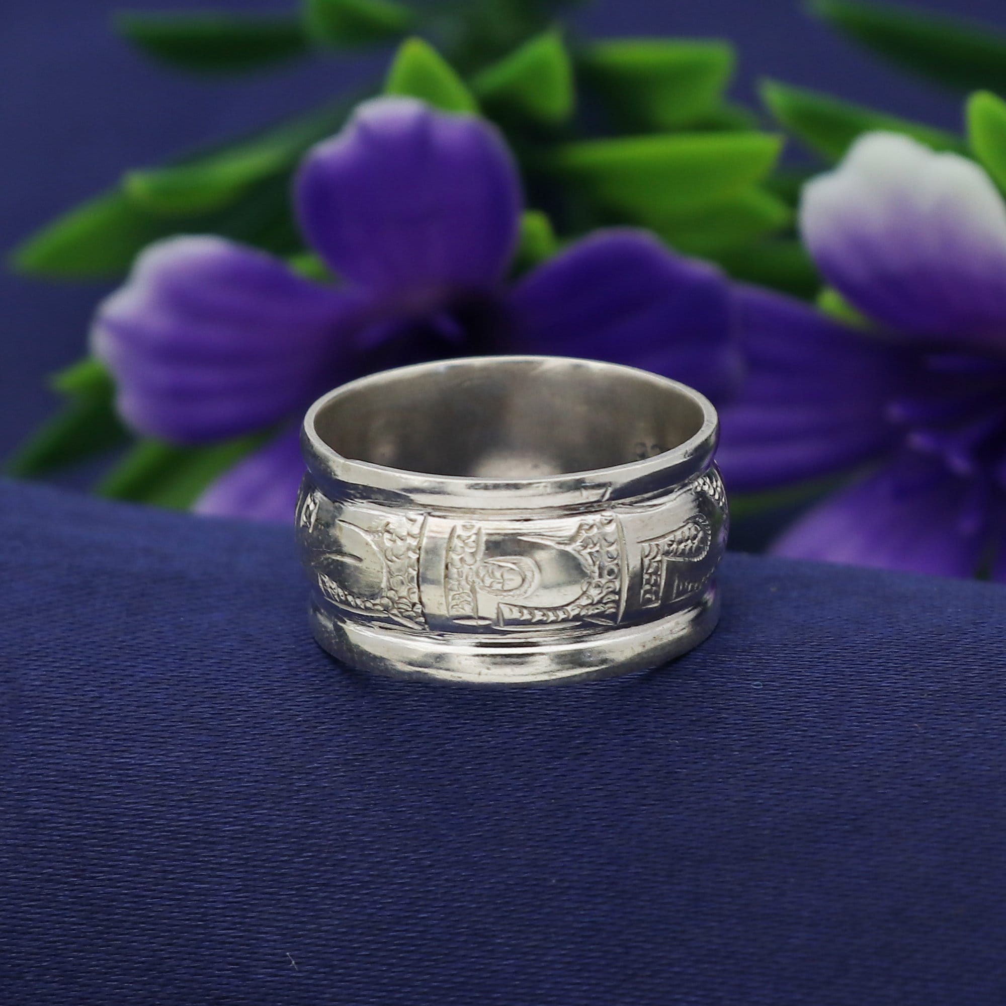 Tibetan Buddhist Symbol Engraved Ring-tibetan Buddhist Vajra Rings-925 ...