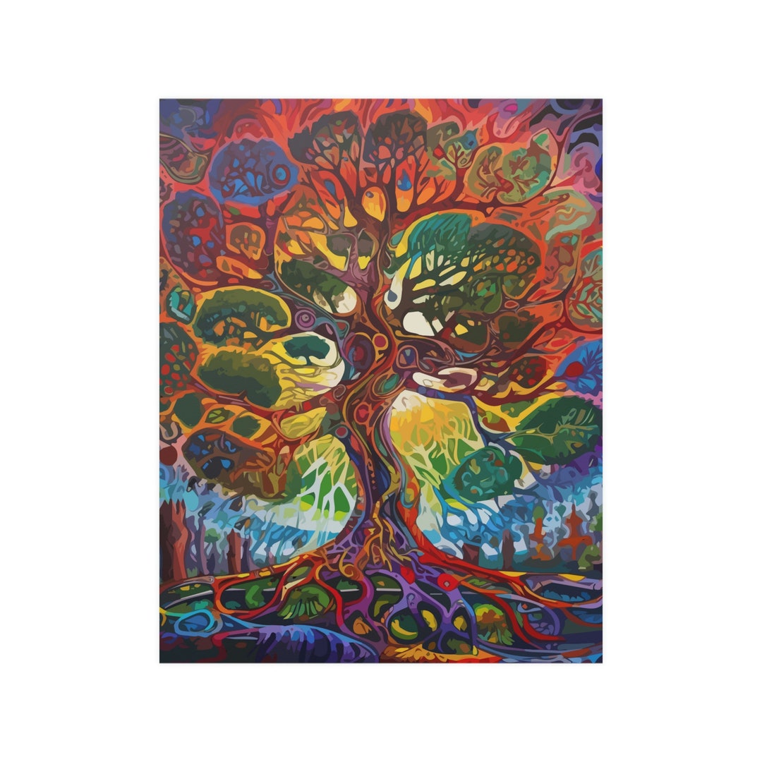 Psychedelic Tree of Life Satin Poster Vibrant Colors & - Etsy