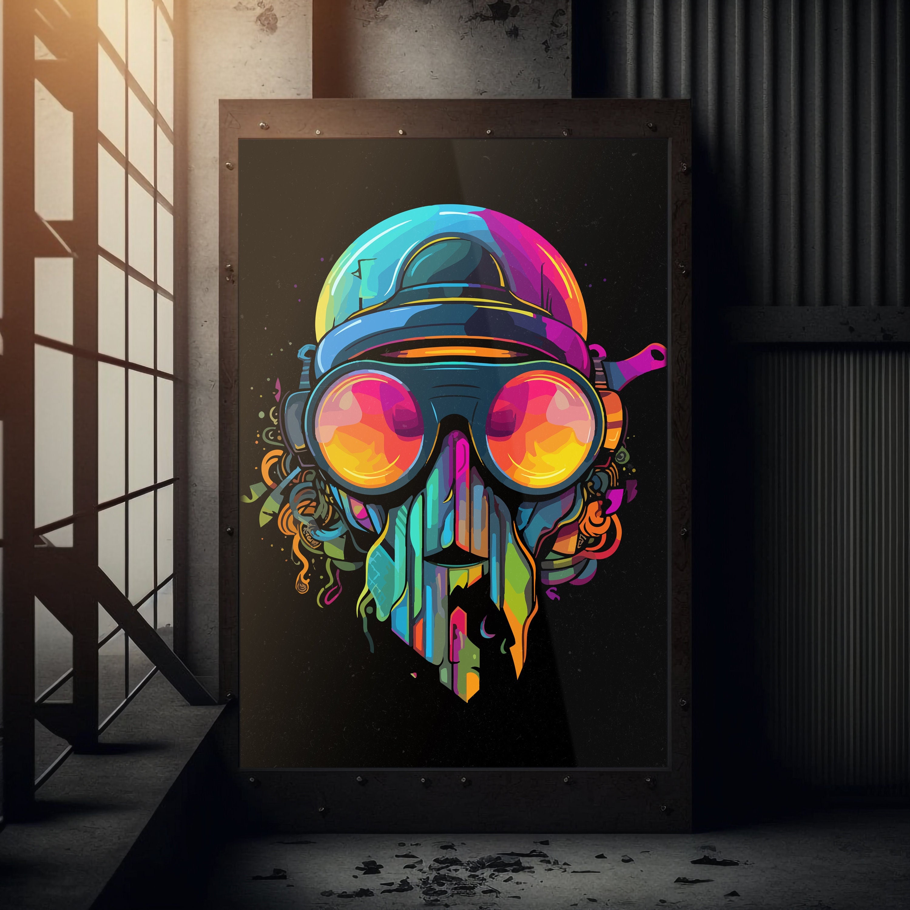 Psychedelic Rainbow Steampunk Robot Poster - Vibrant, Trippy, Satin ...