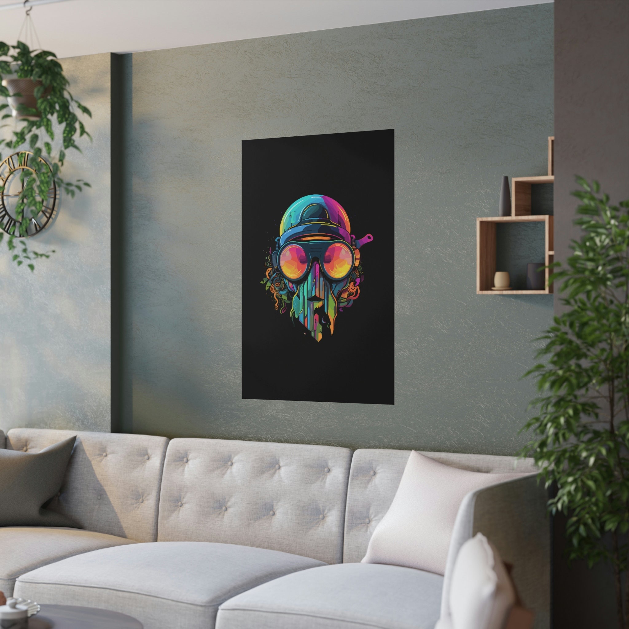 Psychedelic Rainbow Steampunk Robot Poster - Vibrant, Trippy, Satin ...