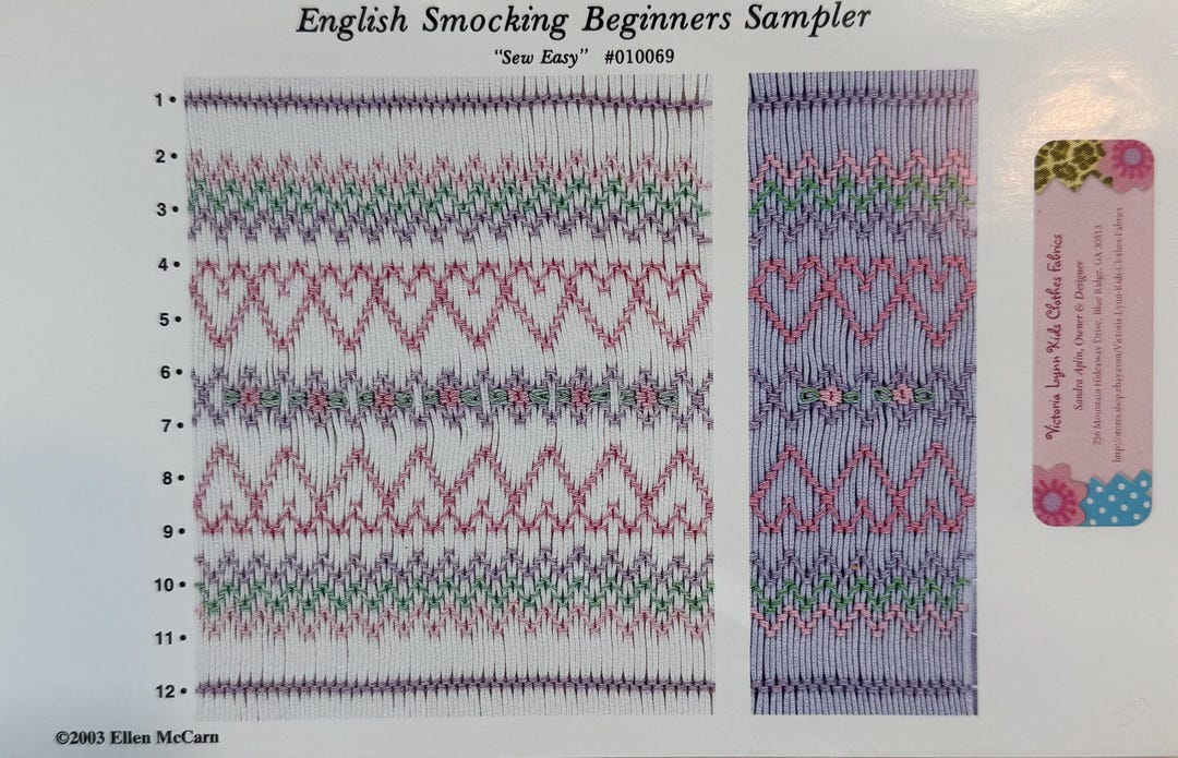 English Smocking Beginners Sampler Ellen Mccarn #010069 - Etsy