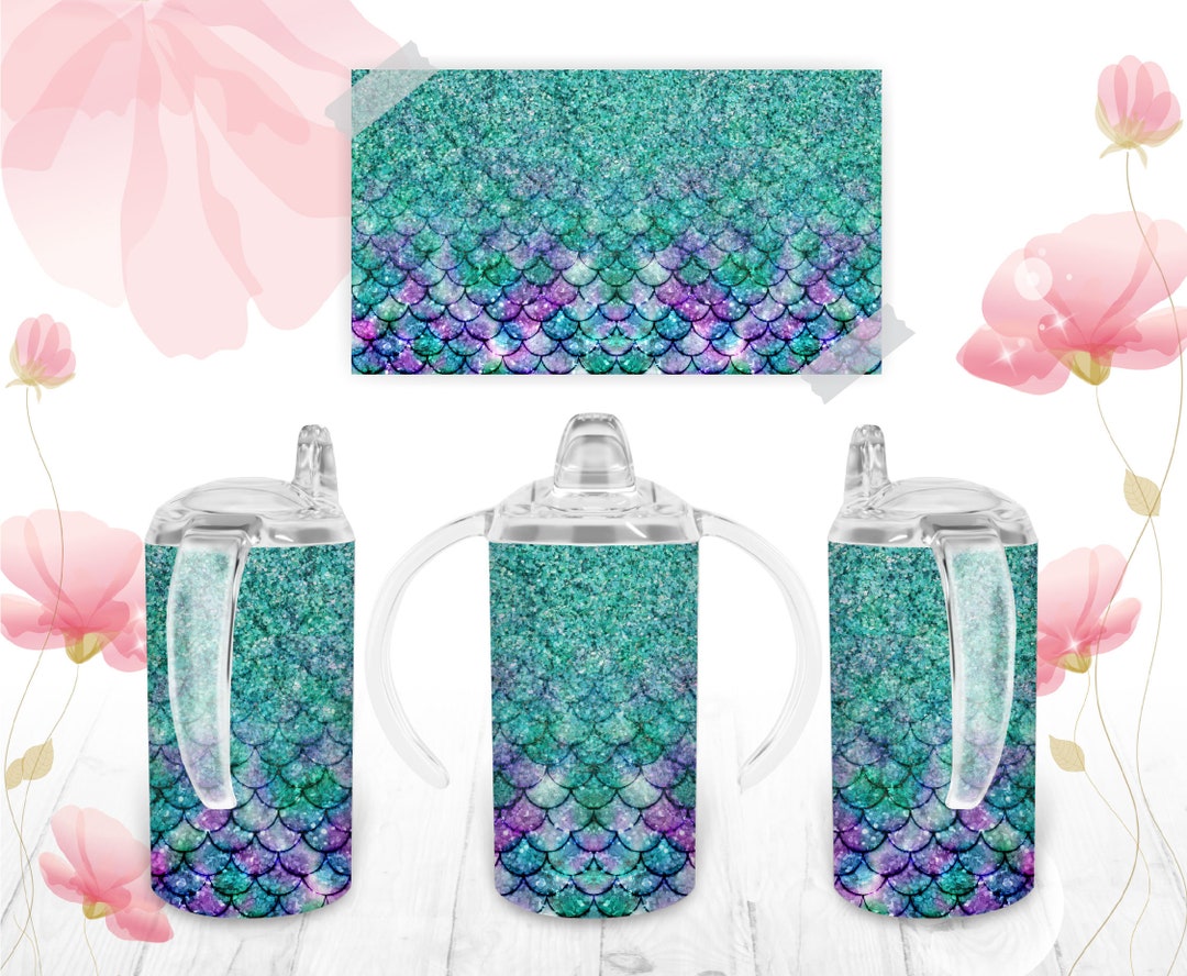 12 Oz. Straight Sippy Cup Mermaid Tail Pattern Glitter - Etsy
