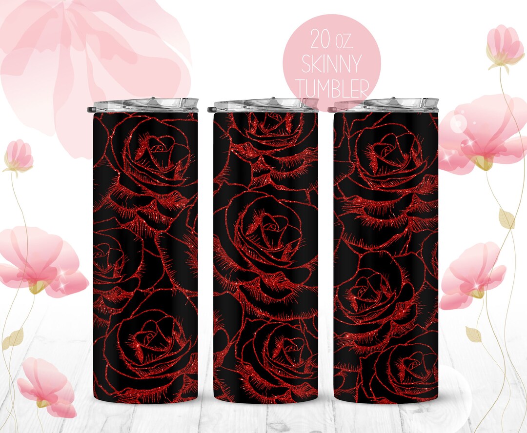 Glitter Red Rose on Black Sublimation Design Wraps for 20 Oz. - Etsy