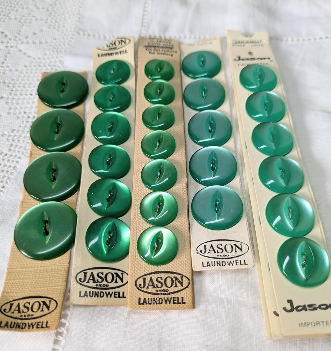 Vintage Jason Brand Jade, Aqua, Sea Foam Green Plastic Buttons, Fish ...