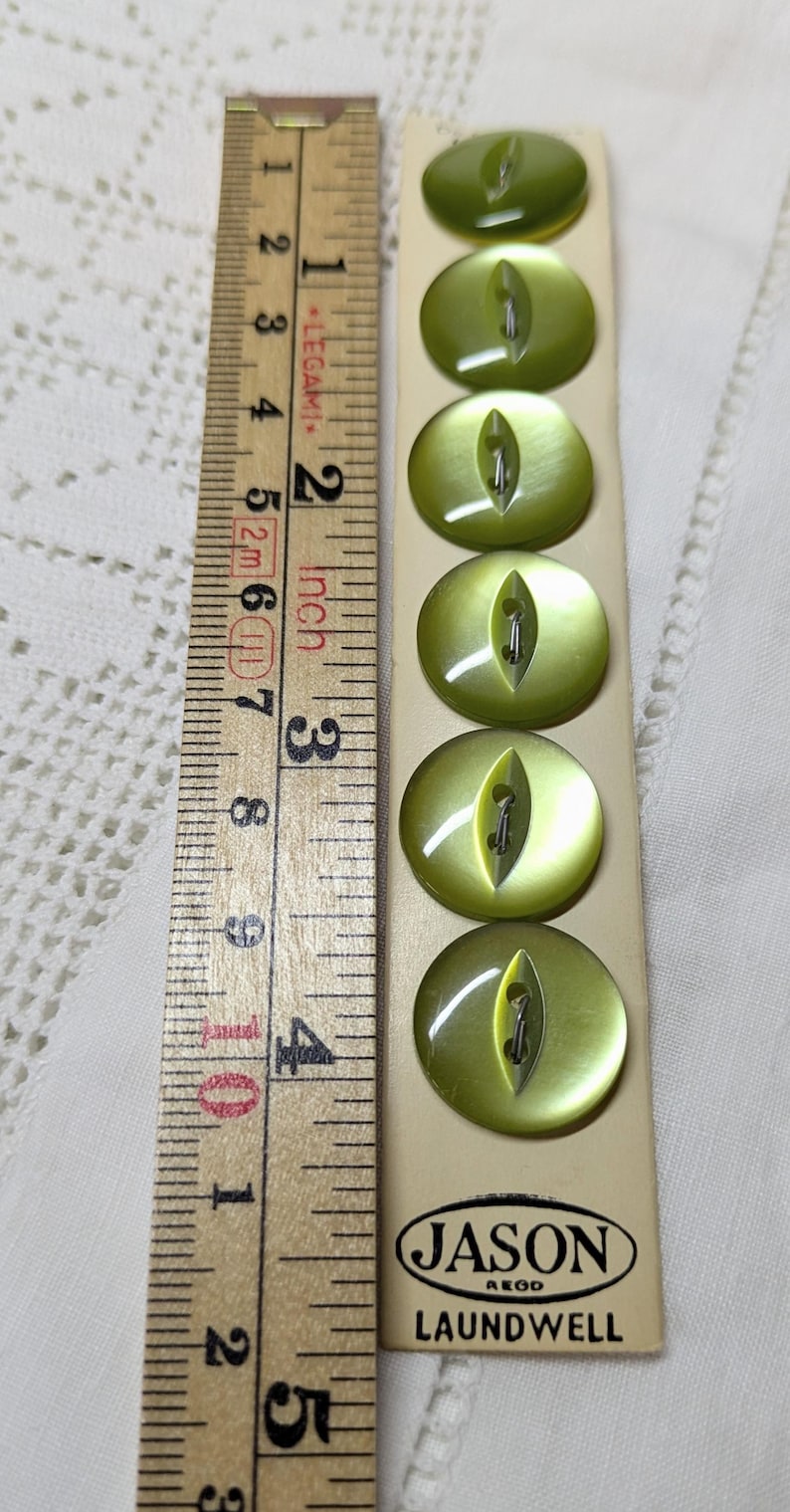 Vintage Jason Brand Green Plastic Buttons: Fish Eye, Craft Sewing ...
