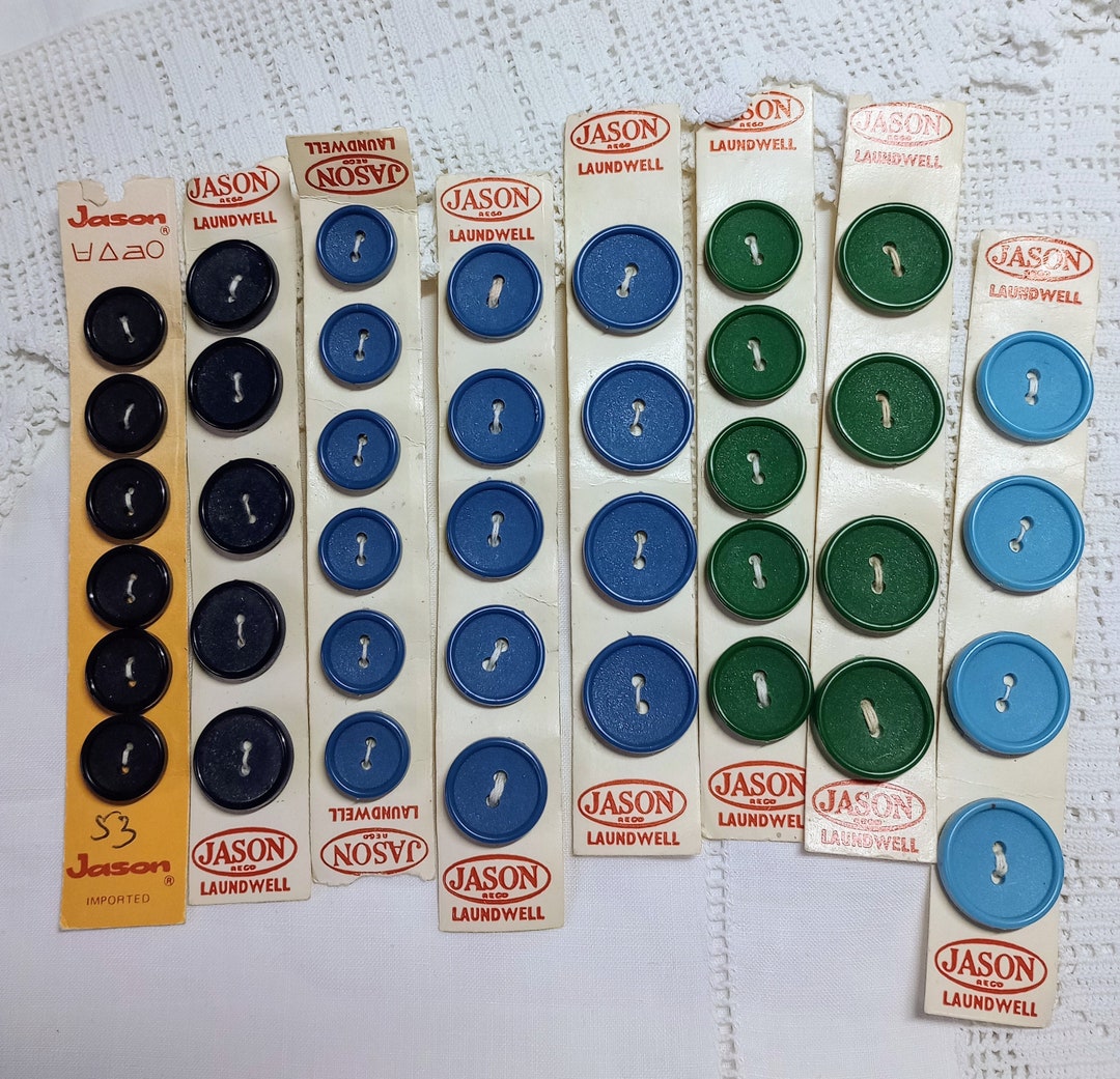 Vintage Jason Blue, Navy, Bottle Green Buttons 18mm, 16mm, 14mm, Ridge ...