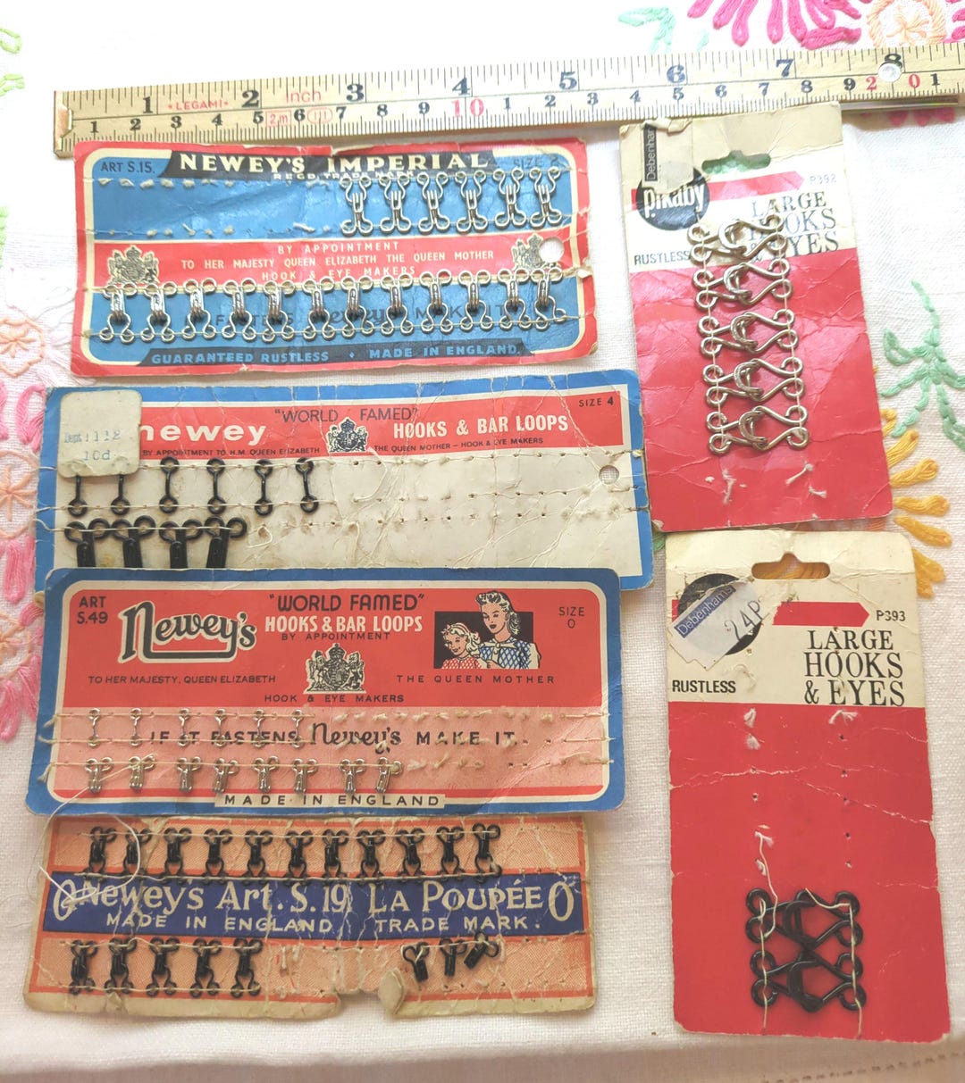 Vintage Newey's & Pikaby Hooks and Eyes, Haberdashery Supplies, 1930s ...