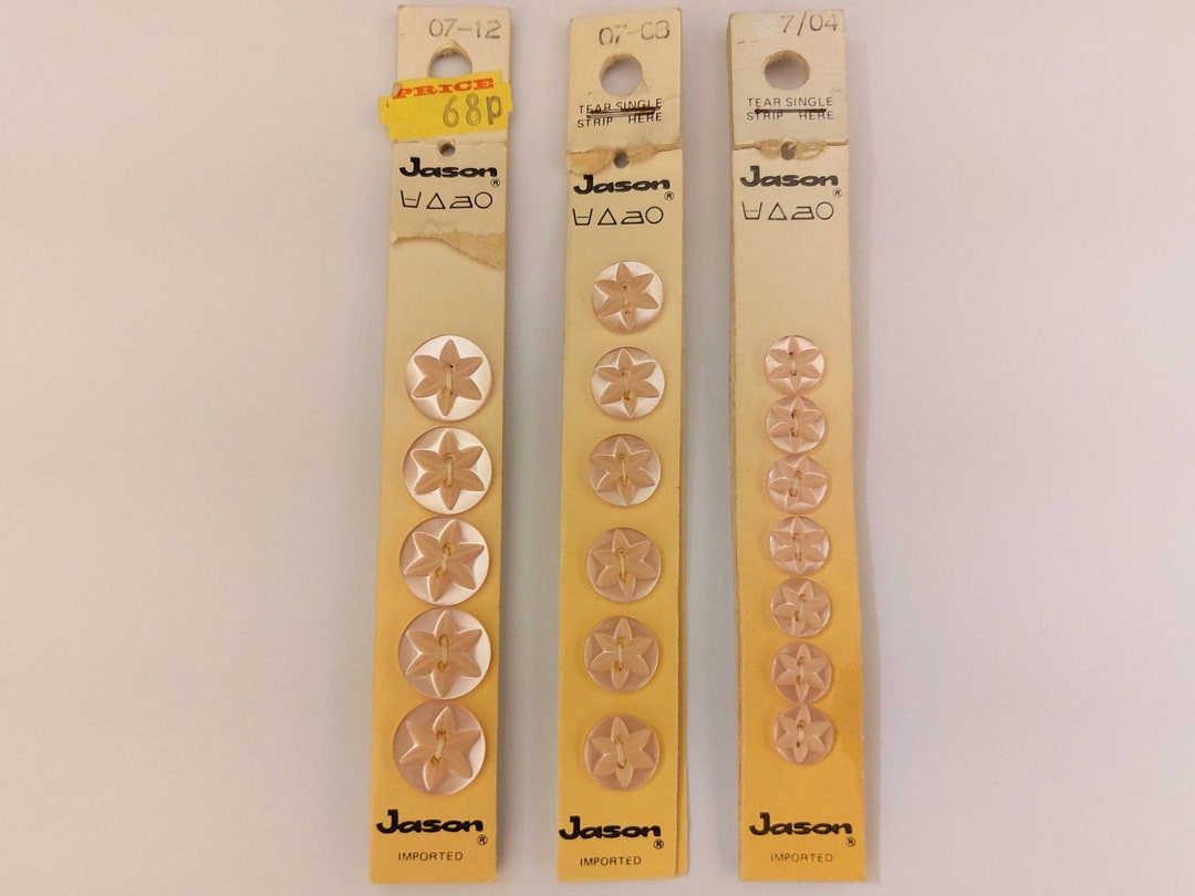 Vintage Jason Brand Pale Baby Pink Plastic Buttons 6 Point Star for ...