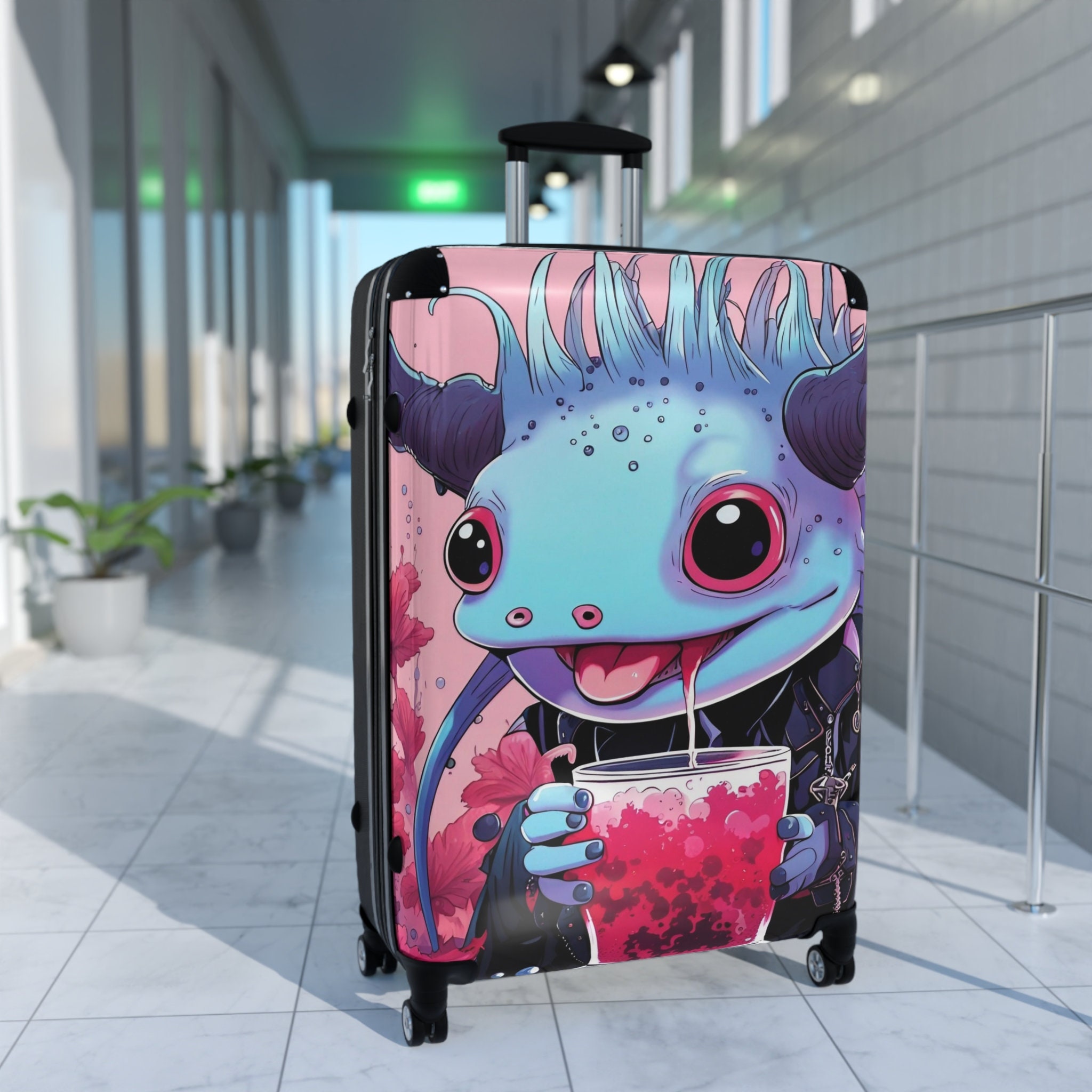 Axolotl Suitcase, Gothic Kawaii Axolotl , Cute Axolotl Salamander ...