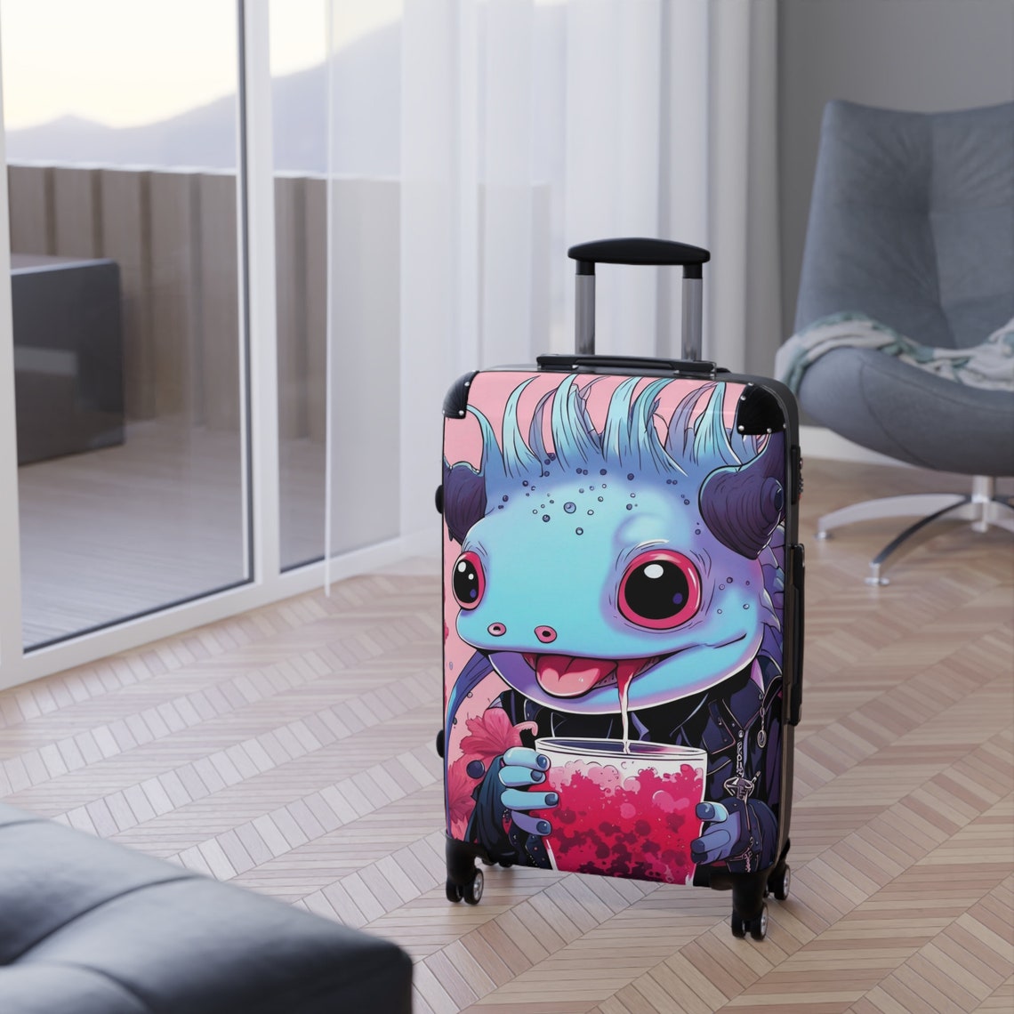 Axolotl Suitcase, Gothic Kawaii Axolotl , Cute Axolotl Salamander ...
