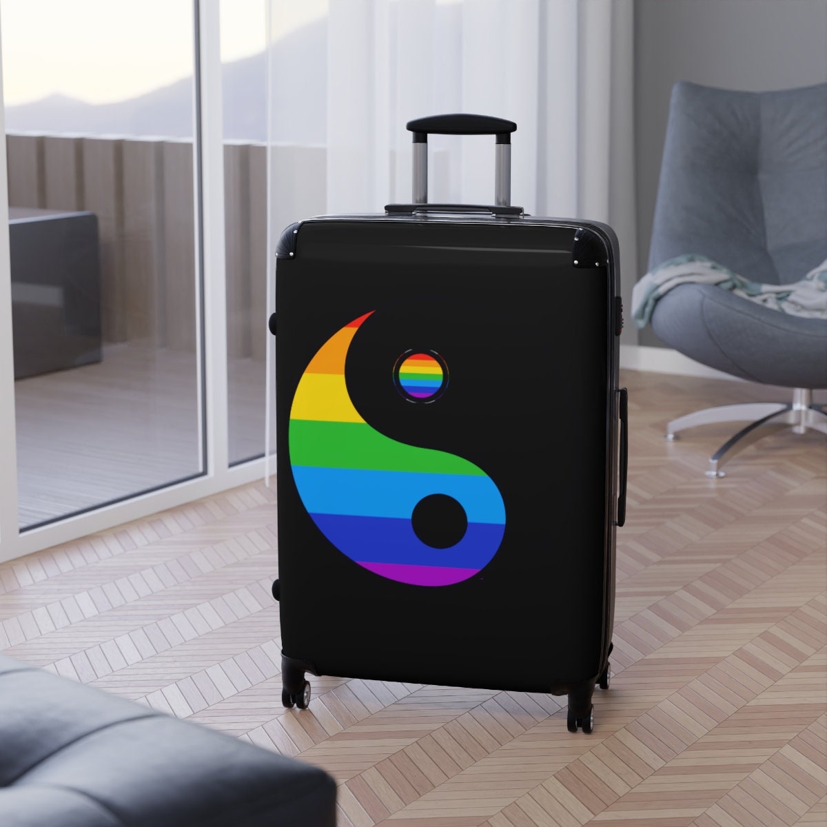 Gay Pride Suitcase, Gift for They Them LGTBQ, Four Wheeled Luggage ...