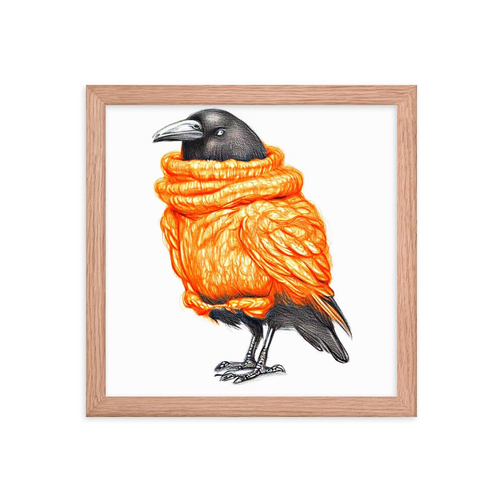 Cute Crow Art Poster , Raven Bird Art Print, Scarecrow Bird Prints ...
