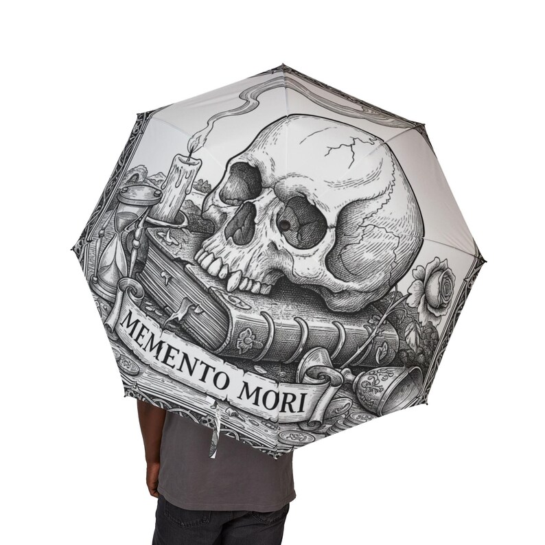 Memento Mori Umbrella,anatomical Skull and Rose Umbrella | Gothic Black ...