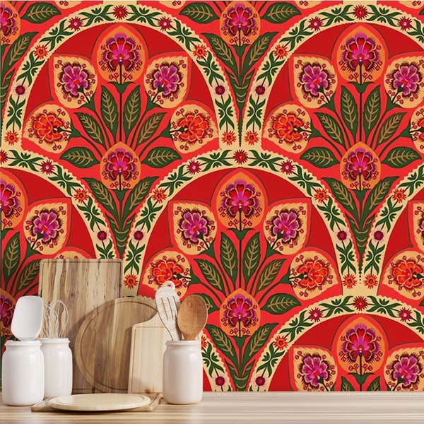 Red Wallpaper - Etsy