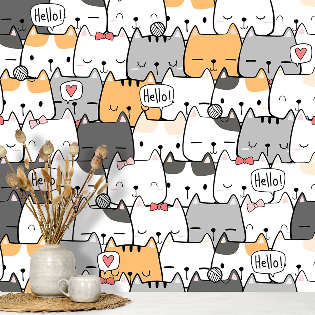 Hello Cats Wallpaper Cat Colorful Cats Wallpaper Several Cats Peel and ...