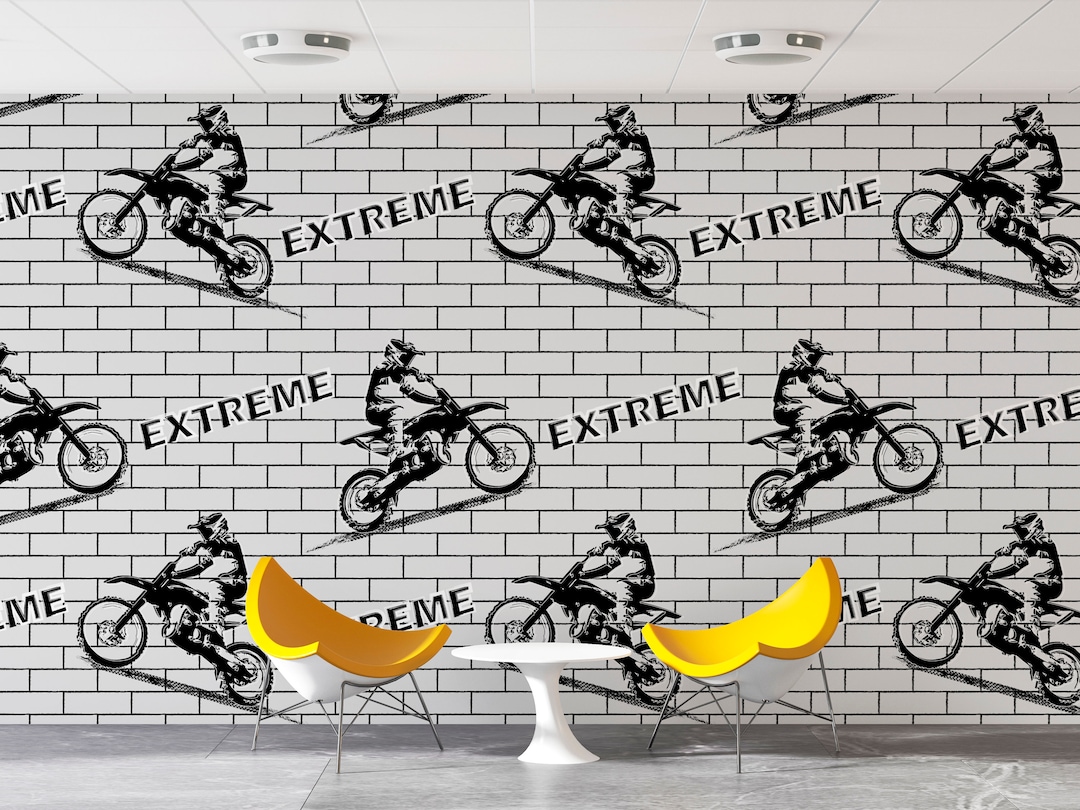 Seamless Urban Patterns With Black Motocross on Gray Bricks - Etsy