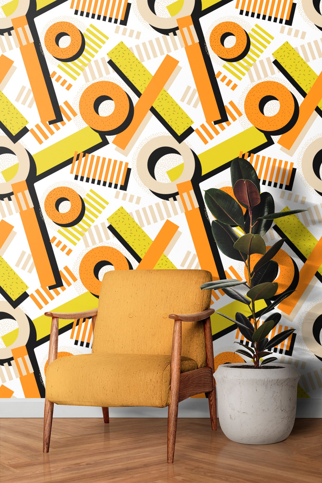 Abstract Geometric Wallpaper Colorful Peal and Stick - Etsy