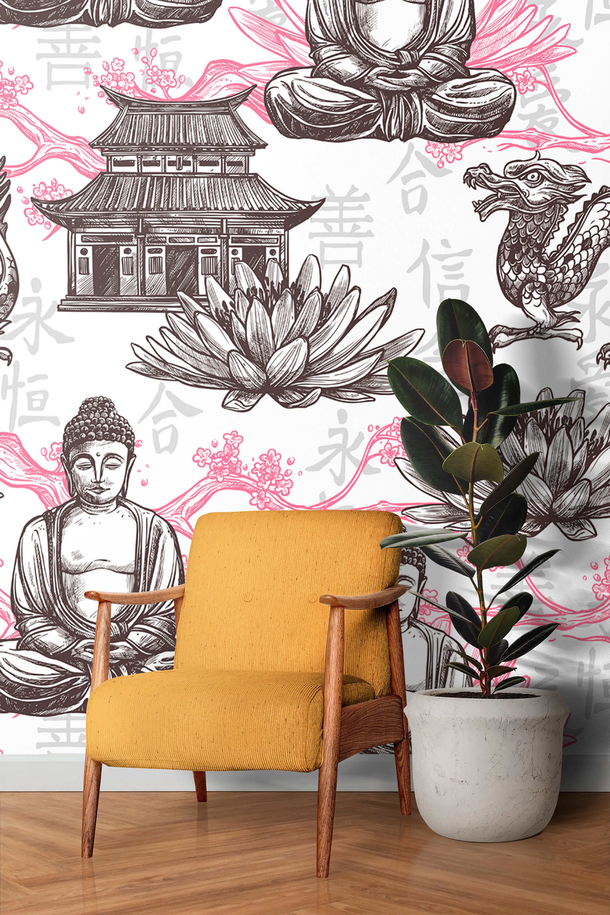 Asian Pattern Wallpaper Japanese Peel and Stick Wallpaper Traditional ...