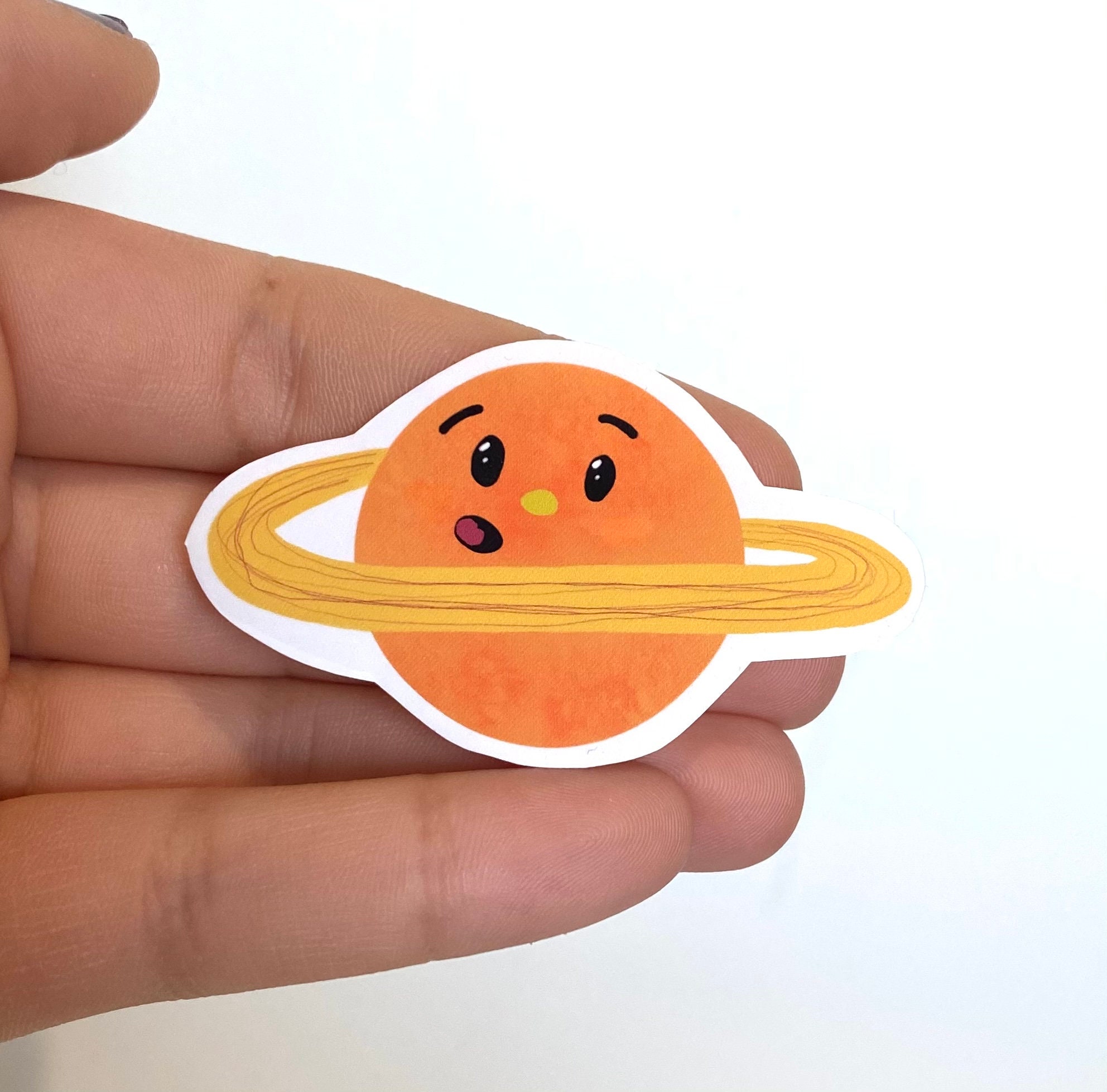 Cute Saturn Sticker Decal Mini Happy Sticker | Etsy
