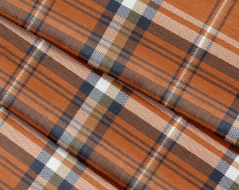 Orange Plaid Fabric | Etsy
